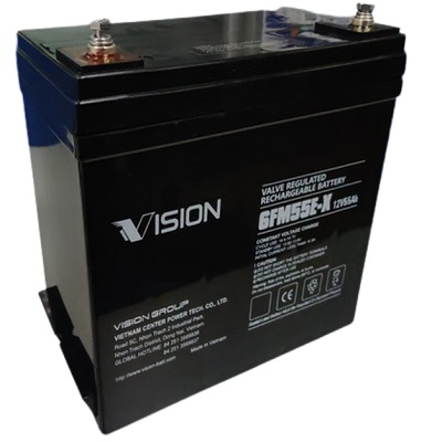 Vision 6FM55E-X 55Ah 12V Valve Regulated Rechargeable Battery – Safetag ...