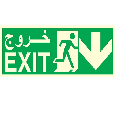 Glow In The Dark Sticker-Exit Down Arrow 12″ x 5″ – Safetag
